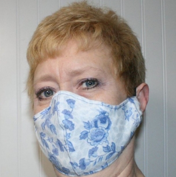 Hand Crafted | Accessories | Handmade Blue Floral Fabric Face Mask ...